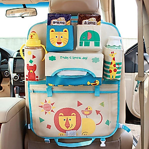 Cartoon Car Seat Back Organizers Large Capacity Car Seat Storage Bag Multifunctional Hanging Organizer Backseat Tissue Phone Water Bottle Storage Box Chair Back Stroller Hanging Bag Organizer Holder