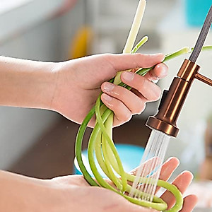 Strictly Sinks Kitchen Faucet with Pull Down Sprayer-Contemporary Design Single Handle High Arc Spring Faucet–Dual Function Spray Head with 360 Swivel Spout-Towel Bar Sink Faucet (Copper)