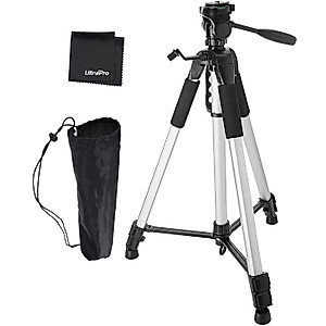 UltraPro 72" Inch Aluminum Camera Tripod Bundle for Canon, Nikon, Sony, Samsung, Olympus, Panasonic, Pentax, and All Digital Cameras, Includes UltraPro Microfiber Cleaning Cloth