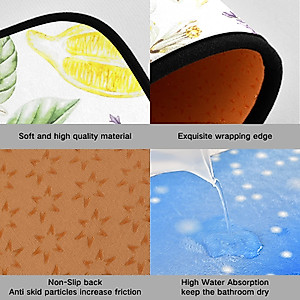 Lemon Fruits Flowers Lavender Kitchen Mat Set of 2 Anti-Fatigue Kitchen Rug Set Washable Foam Cushioned Non Slip Kitchen Runner Rugs and Mats Comfort Standing Mat for Floor Home Decor Doormat