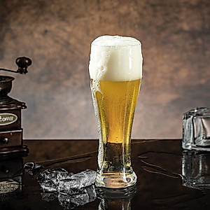 Burns Glass Bar Glasses, Classic Pilsner Glass Tall Beer Glasses with Heavy Base, 24 Oz. (Set of 2)