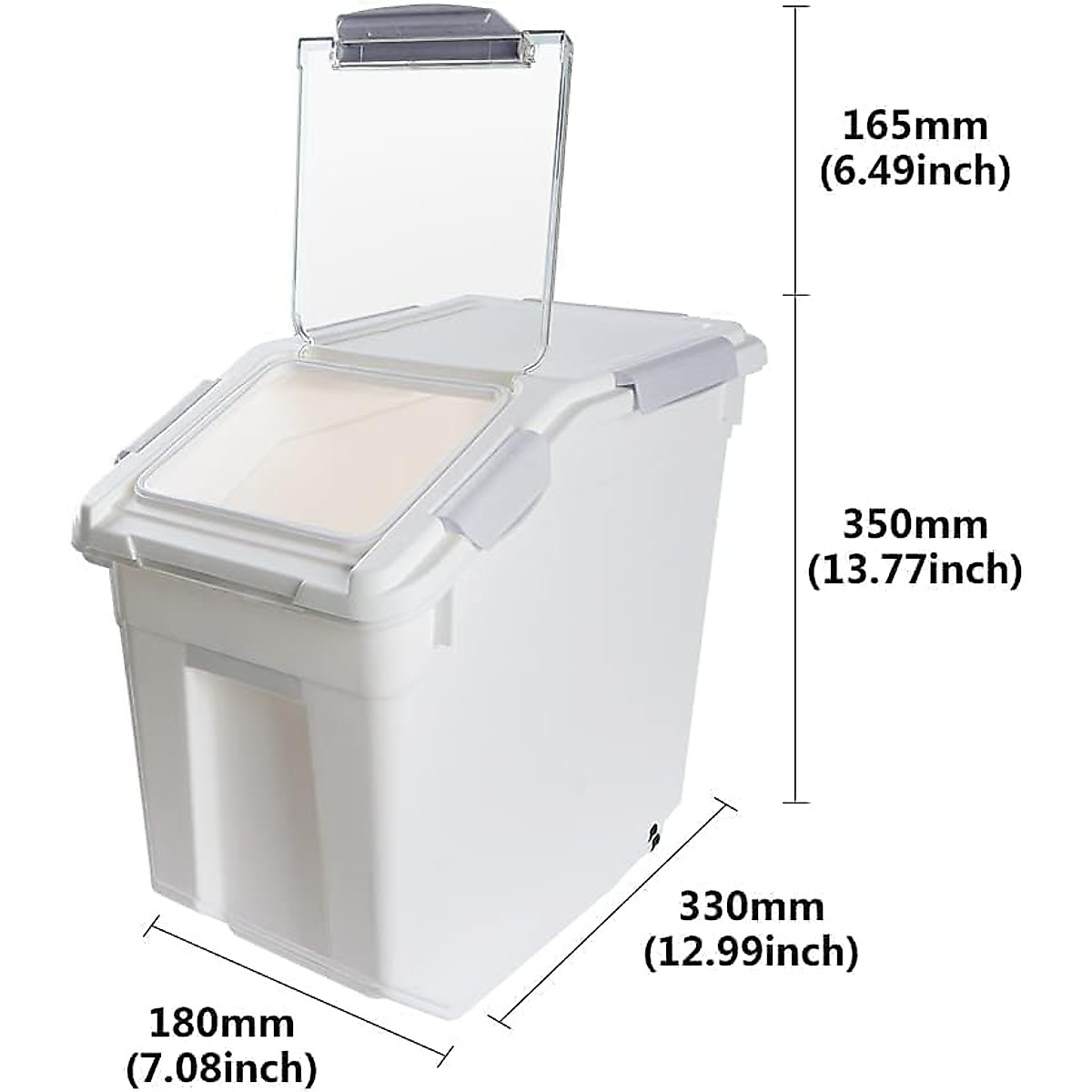 RUIAN 2pcs Food Container, Food Storage Box With Lid and Shovel, Airtight Flour Storage Container 25 lb Rice Storage Container with Wheels for Kitchen Flour, Rice, Grain,（Gray）