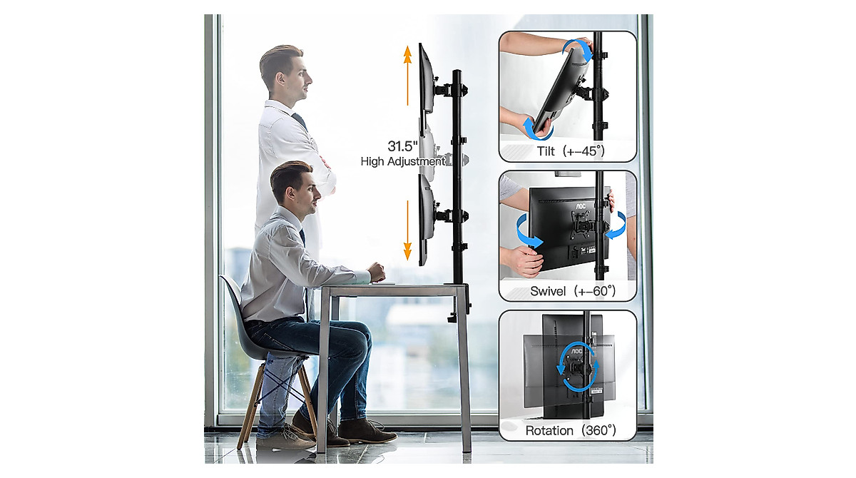 HUANUO Dual Monitor Mount for 17-32 Inch Screens | Space-Saving ...