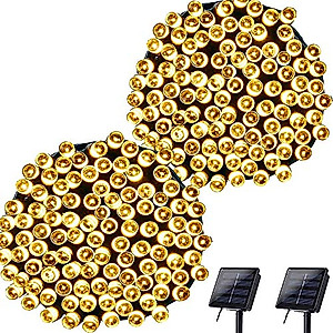 LYHOPE Solar String Lights, 72ft 200 LED 8 Modes Waterproof Outdoor Fairy String Lights for Garden, Patio, Home, Party, Wedding, Holiday, Xmas Tree, Outdoor Decor (Warm White, 2 Pack)