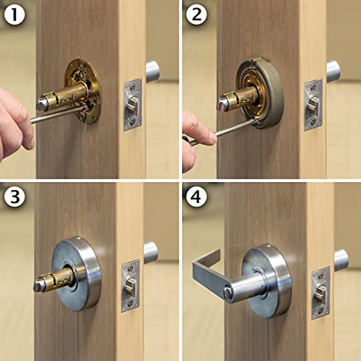 Master Lock Keyed Entry Door Lock, Brushed Chrome Finish Commercial Door Handle, Interior or Exterior Lever Style Locking Door Handle, SLCHKE26D