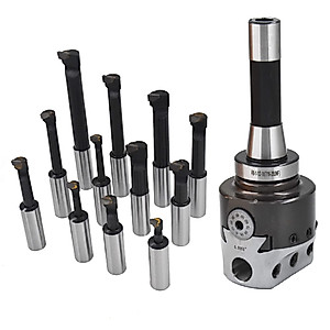 LiGuVCY 3 Inch R8 Shank Boring Head 3/4 Inch Carbide Boring Bar Set for Bridgeport Milling with Box