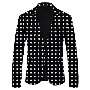 2023 New Polka Dot Leopard Print Casual British Fashion Slim Fit Suit Men's Jacket Oilfield Rain Suit (Black #2, XXL) Jackets for Men Trench Coat Men Winter Coats for Men Coats for Men