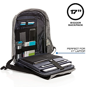 XDDesign Bobby XL 17" Anti-Theft Laptop Backpack USB Port Grey (Unisex Bag)