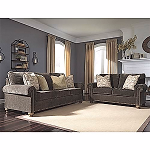 Signature Design by Ashley Stracelen New Traditional Sofa with Nailhead Trim, Dark Brown