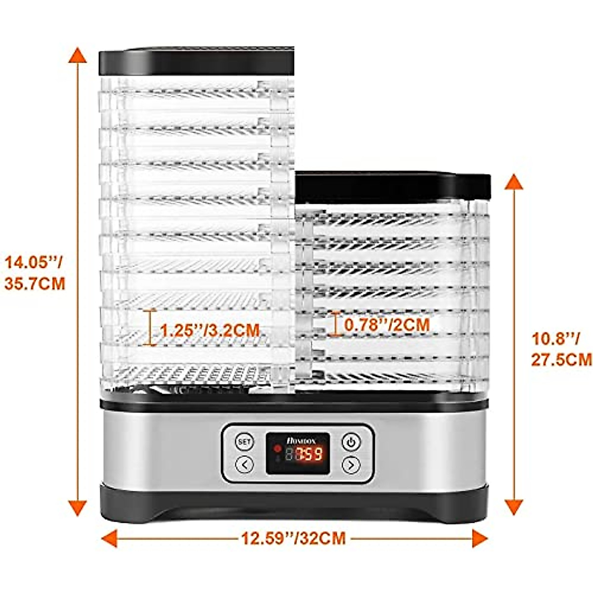 Food Dehydrator Machine, with Fruit Roll Sheet + 8 Trays + 400W Digital Timer and Temperature Control (95ºF-158ºF), for Jerky/Meat/Beef/Fruit/Vegetable, BPA Free