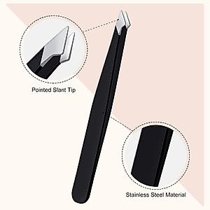 Honoson 3 Pieces Eyebrow Tweezers Stainless Steel Pointed Tip Pointed Hair Removal Tweezers Precision Splinter Plucking and Ingrown Hair Removal(Black)