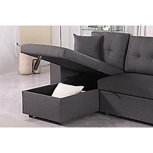Devion Furniture Alexis Sofabed, 95" W x 53" D x 35H, Dark Gray