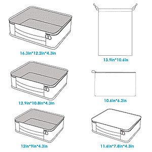 Lightweight 6 Pcs Packing Cubes System, Travel Storage Packing Organizers Laundry Bags Compression Pouches for Luggage (Upgraded Blue)