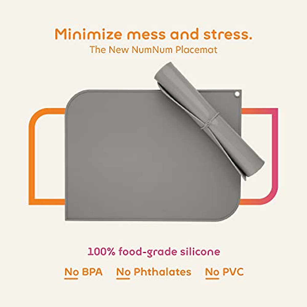 NumNum Non-Slip Silicone Placemats for Babies, Toddlers, and Kids | Durable 100% Food Grade Silicone BPA-Free | Portable Table Mat for Dining Table & Restaurants | 4 Months+ (Gray/Green), 2 Pack