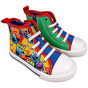 Sesame Street Elmo Shoes, Hi Top Sneaker with Laces, for Toddlers and Kids, Size 6 to 12 (Multi AOP, Numeric_7)