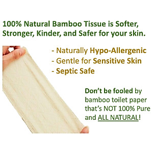 Purafide 100% Bamboo, thick 3-ply toilet paper, tree-free, unbleached, sustainable, 300 sheets per roll (TP 8 rolls)