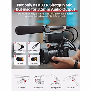 SYNCO Condenser Shotgun Microphone, Mic D1 Video Camera XLR Shotgun Microphone for DSLR Camera Camcorder, Super Cardioid Directional Mic