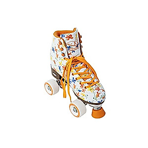Angels Skates (Floral, 5) - Kids' & Women's Roller Skates - Premium Quality PU Leather Quad Roller Skates - Non Adjustable High- top Perfect Indoor Outdoor Girls Retro Roller Skates - 1-13 Sizes