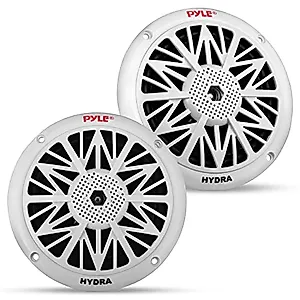 Pyle 5.25 Inch Dual Marine Speakers - 2 Way Waterproof and Weather Resistant Outdoor Audio Stereo Sound System with 150 Watt Power, Poly Carbon Cone, Cloth Surround and Low Profile Design - 1 Pair