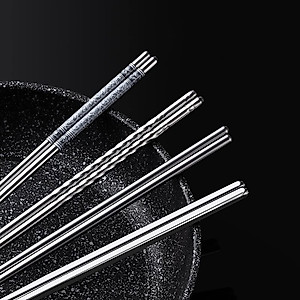 LUYANhapy9 4 Pair Chinese Chopsticks Anti-Scald Reusable Metal Chopsticks Dinner Tableware for Home, Multicolor, XXXX-Large