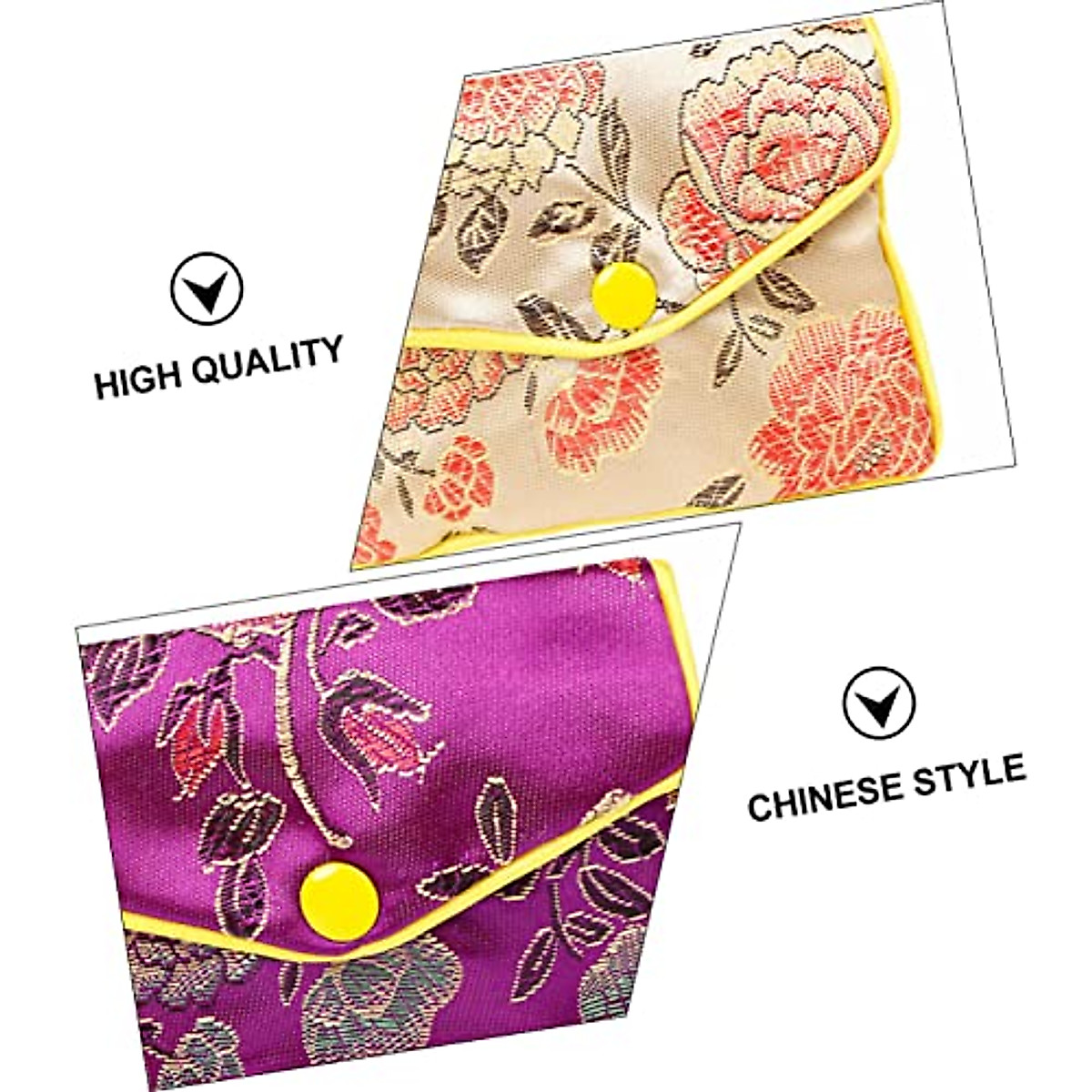 CUBTOL 15pcs New Cloth Brocade Cosmetic Storage Antique Earings Multiple Lipstick Pouches Colors Card Supplies Wedding Purses Jewellery Embroidery Organiser Purse Necklace Delicate