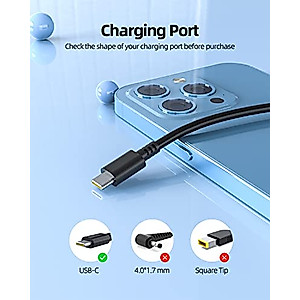 Laptop Charger for Lenovo, ThinkPad, USB C, 65W 45W