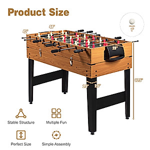 Goplus 48 Inch Game Table, 3-in-1 Combo Table Set w/Adult Size Foosball Table, Pool Table, Slide Hockey Table, Multi Game Table w/Billiard, Soccer & Hockey for Arcade, Party, Family Night, Game Room
