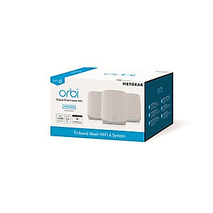 Netgear Orbi RBK763-100NAR AX5400 Tri-band WiFi 6 Mesh System, 5.4Gbps, Router and 2 Satellites (Renewed)