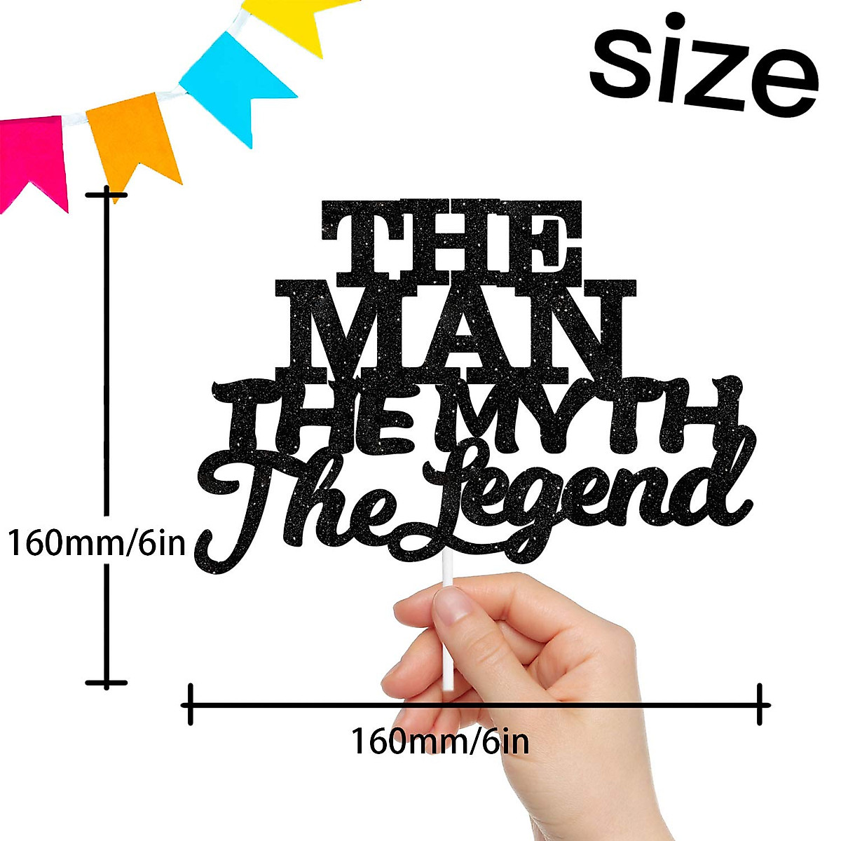 The Man The Myth The Legend Cake Topper Decorations Dad Birthday Theme Happy Father’s Day Party Decor Supplies Black