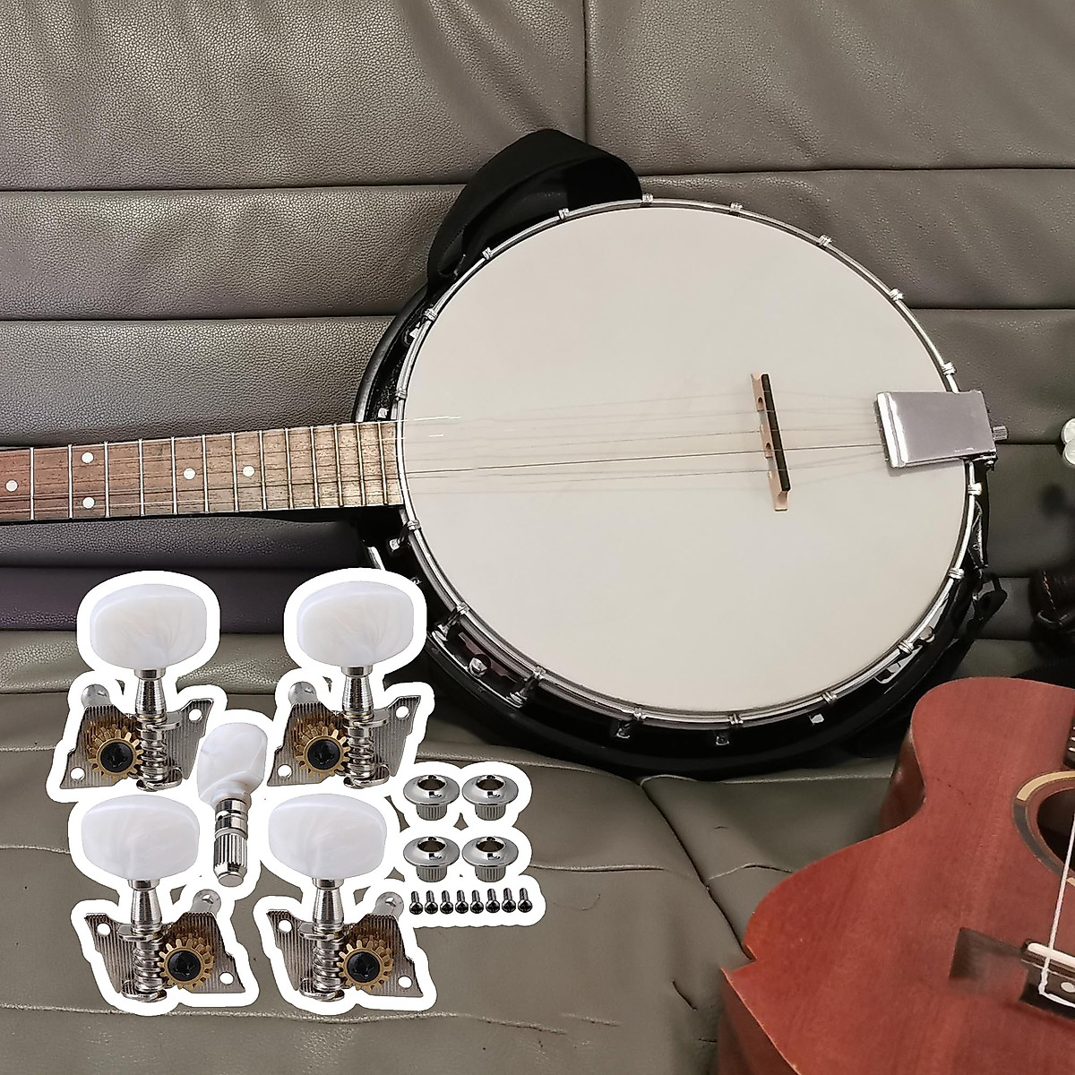 Yibuy Banjo Semiclosed Right Machine Head Tuning Tuner Peg Key for Guitar Parts Pack of 5