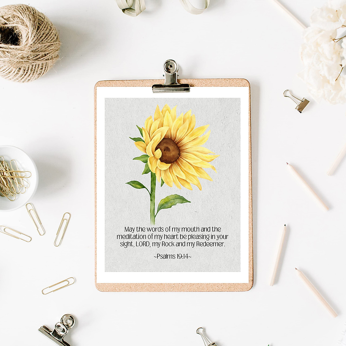 Roxbury Row Bible Verses Wall Decor, Scripture Wall Art, Christian Decor, Biblical Wall Decor, Christian Art Gifts, Scripture Posters, Modern Farmhouse Decor, Sunflower Decor (6 8x10 Unframed Prints)