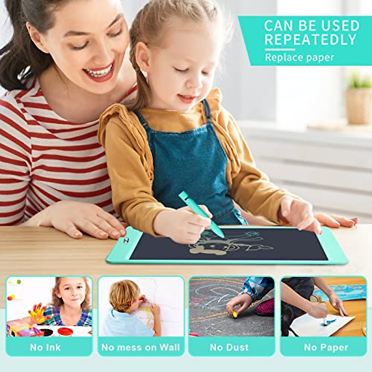 LCD Writing Tablet for Kids,10 Inch Drawing Tablet Doodle Board,Colorful Electronic Drawing Pad,Educational and Learning Kids Toys Gifts for 3 4 5 6 7 8 9 Year Old Boys and Girls Toddlers (Blue)