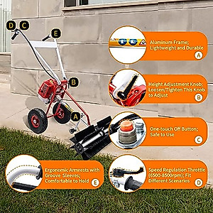 1.25 KW Walk-Behind Hand Push Floor Sweeper, 23.6" Sweeping Width Lawn Sweeper Manual Gas Power,1.2L Tank, Infinitely Adjustable Speed Patio Sweeper Cordless for Walkway, Yard, Garage, Patio