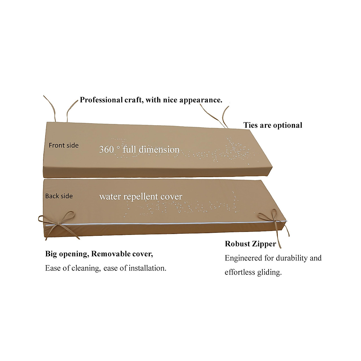 Ginsimar Custom Outdoor Furniture Cushion Covers, Chair Cushion Covers, Replacement Cushion Covers with Zipper, for couches and Sofas, only Cover, Customizable with 100 + Colors