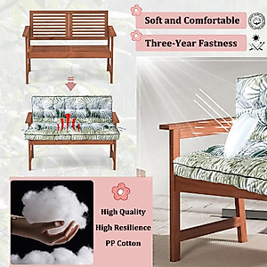 2-3 Seat Swing Replacement Cushion, Outdoor Bench Cushions with Backrest Thicken 4", Patio Furniture Garden Porch Loveseat Glider Pad Anti-Fading Waterproof (Green Leaves, 40x55in)