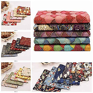 5PCS Floral Cotton Fabric Bundles 7.9 x 9.8 in Sewing Rectangular Bundle, Multi-Color Fabric Patchwork Fat Quarters Precut Fabric Scraps for Christmas DIY Quilting, 03