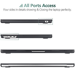DONGKE Compatible with M3 MacBook Air 15 Inch 2024 2023 Case Model A3114 A2941 M2 with Liquid Retina Display & Touch ID, Protective Plastic Hard Shell Cover with Keyboard cover - Matte Black