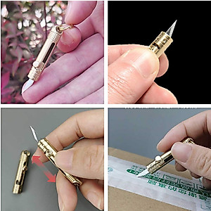 SZHOWORLD Brass Mini Retractable Utility Knife/Mini Box Cutter Small EDC Pocket Portable Knife, Ultra Compact and Lightweight