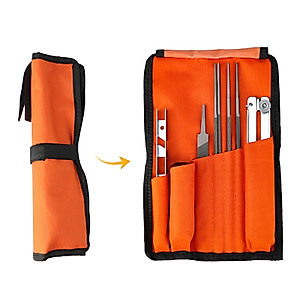 11PCS Universal Chainsaw Sharpener Tool, Chainsaw Chain Sharpening Kit with 4 Sizes Round File (5/32", 3/16", 13/64", 7/32"), Flat File, Handle, Filing Guide & Pouch