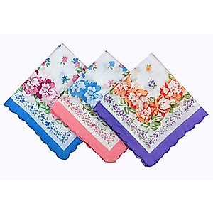 Forlisea 10 Pieces Womens Beautiful Cotton Floral Handkerchief Wendding Party Fabric Hanky