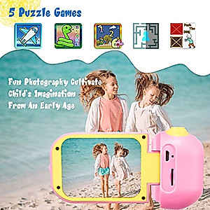 Kids Camera Christmas Birthday Gifts - Boys Girls Kids Video Camera, 2.4IN 1080P Children Digital Camcorder Camera for Kids Girls Boys 3-9 Years Old,32GB SD Card-Pink