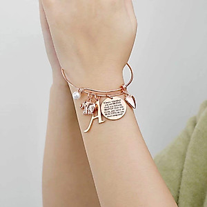 M MOOHAM Elephant Gifts for Women, Letter A Initial Elephant Bracelets for Women Elephant Jewelry, You are Braver than You Believe Inspirational Bracelet Thinking of You Gifts for Women Birthday