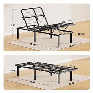 Marsail Twin XL Adjustable Bed Base Frame, 3 Options Heights 8" 10" 13" Head and Foot Incline, 4 USB Ports and 5 Min Assembly for Lounging, Reading, Reduce Snoring and Acid Reflux