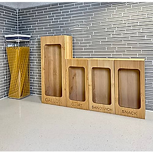 Ziplock Bag Storage Organizer (Natural Wood)