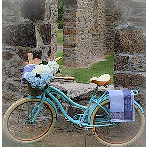 Garnier Thiebaut Hortensia Blue French Jacquard Kitchen Towel 22"x30", 100% Cotton