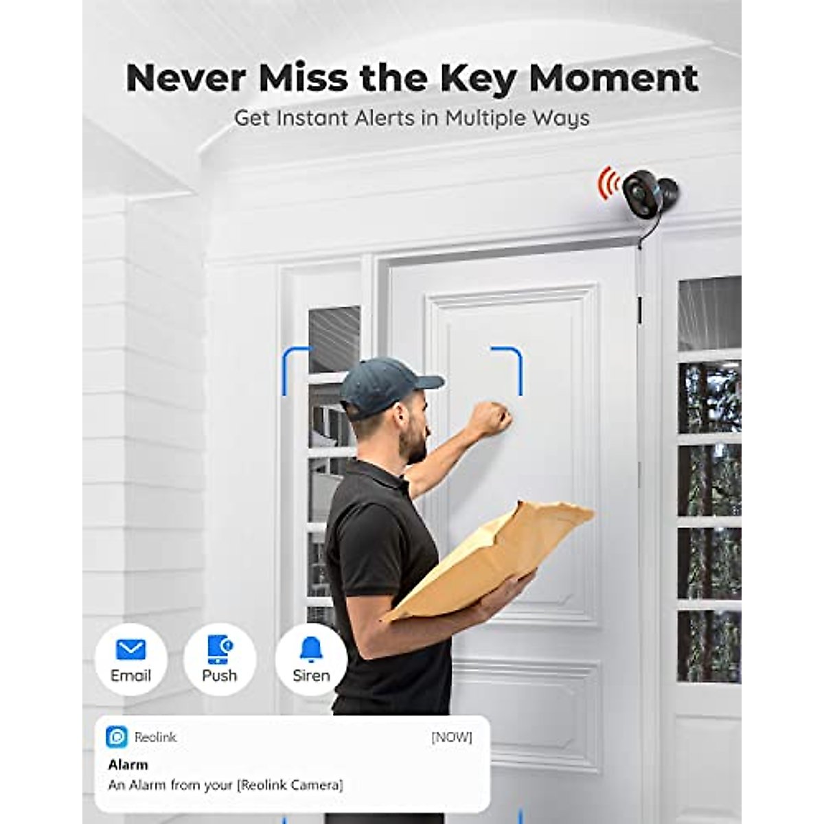 REOLINK Security Camera Outdoor, 1080p Plug-in WiFi Camera for Home Security, PIR Motion Detection, Color Night Vision with Spotlights, Two-Way Talk, Micro SD Card Local Storage, Lumus
