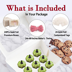 CHOUNYEE 24 PCS Christmas Cookie Boxes for Gift Giving, 9x6x3 Golden Star Christmas Treat Boxes with Window, Auto-Up Holiday Cookie Boxes,Baking Goods Packaging Box for Desserts, Mini Cake, Donuts