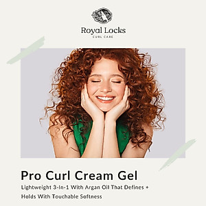 Royal Locks Pro Curl Defining Cream with Argan Oil - Lightweight Anti-Frizz Curly Hair Styling Gel for Wavy, Coily & Curly Hair (8 fl oz)