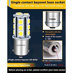 UNXMRFF 1156 LED Bulb White Super Bright 1073 1003 BA15S 7506 1141 LED Bulbs 5050 18-SMD Replacement for 12V RV Interior Ceiling Dome Light/Travel Trailer/Boat Indoor/Camper Light Bulbs (Pack of 6)