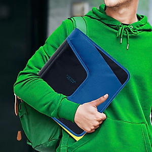 Five Star Zipper Binder, 1-1/2 Inch 3-Ring Binder for School, 3 Pocket Expanding File, 500 Sheet Capacity, Blue (72202)